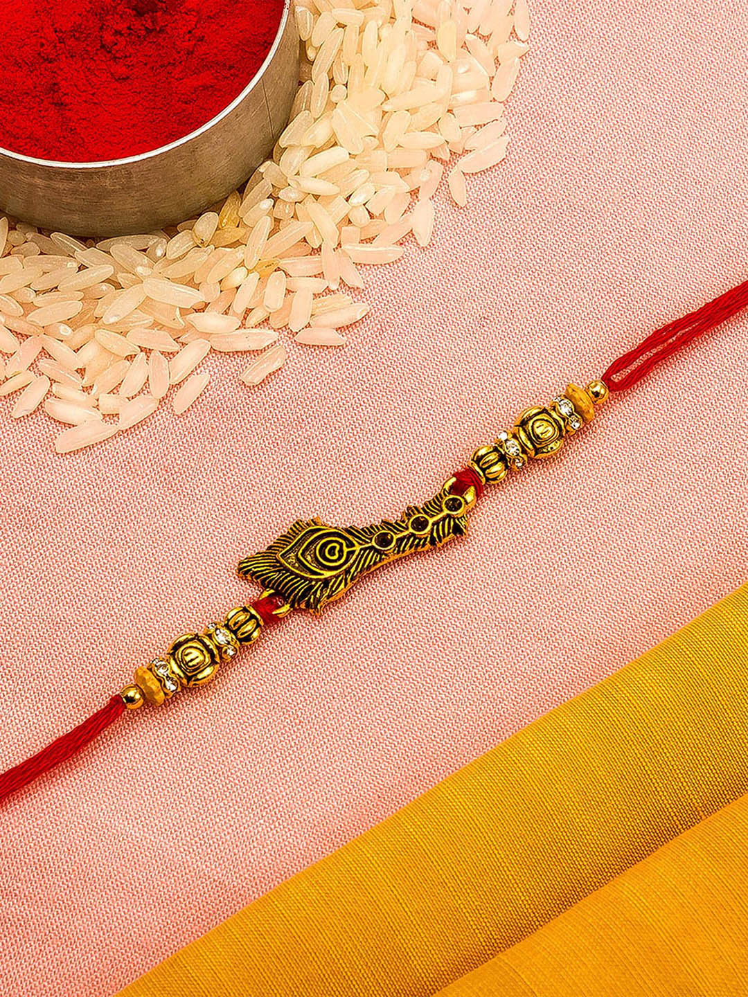 Buy Aadita Gold Toned Stones String Handmade Rakhi - Rakhi for Men ...