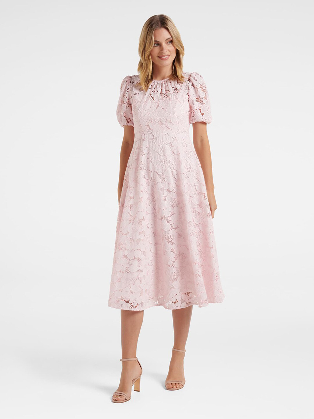 Buy Forever New Primrose Pink Lace Petite Prom Midi Dress - Dresses for ...