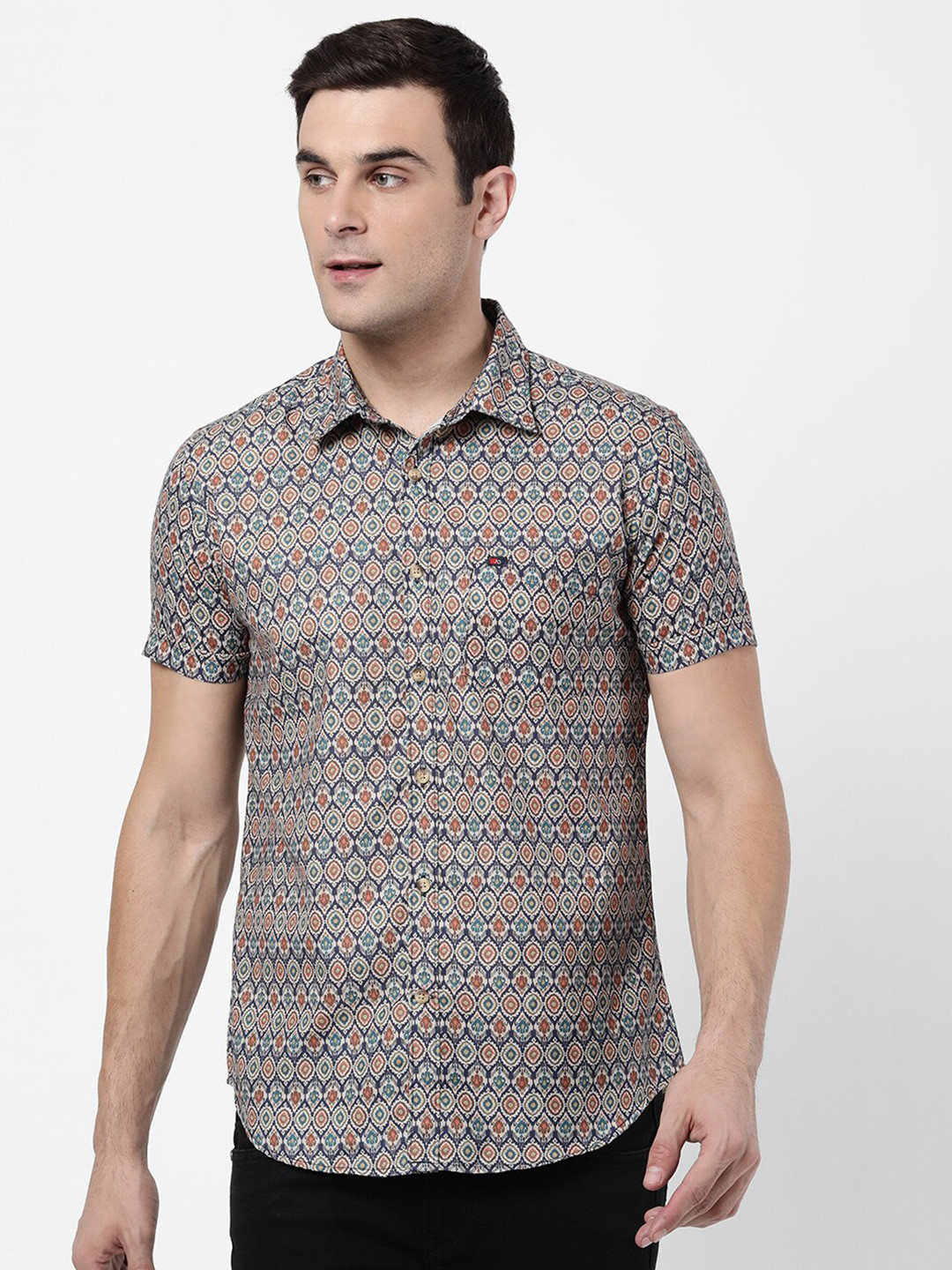 Buy AD By Arvind Men Multicoloured Slim Fit Printed Casual Shirt ...