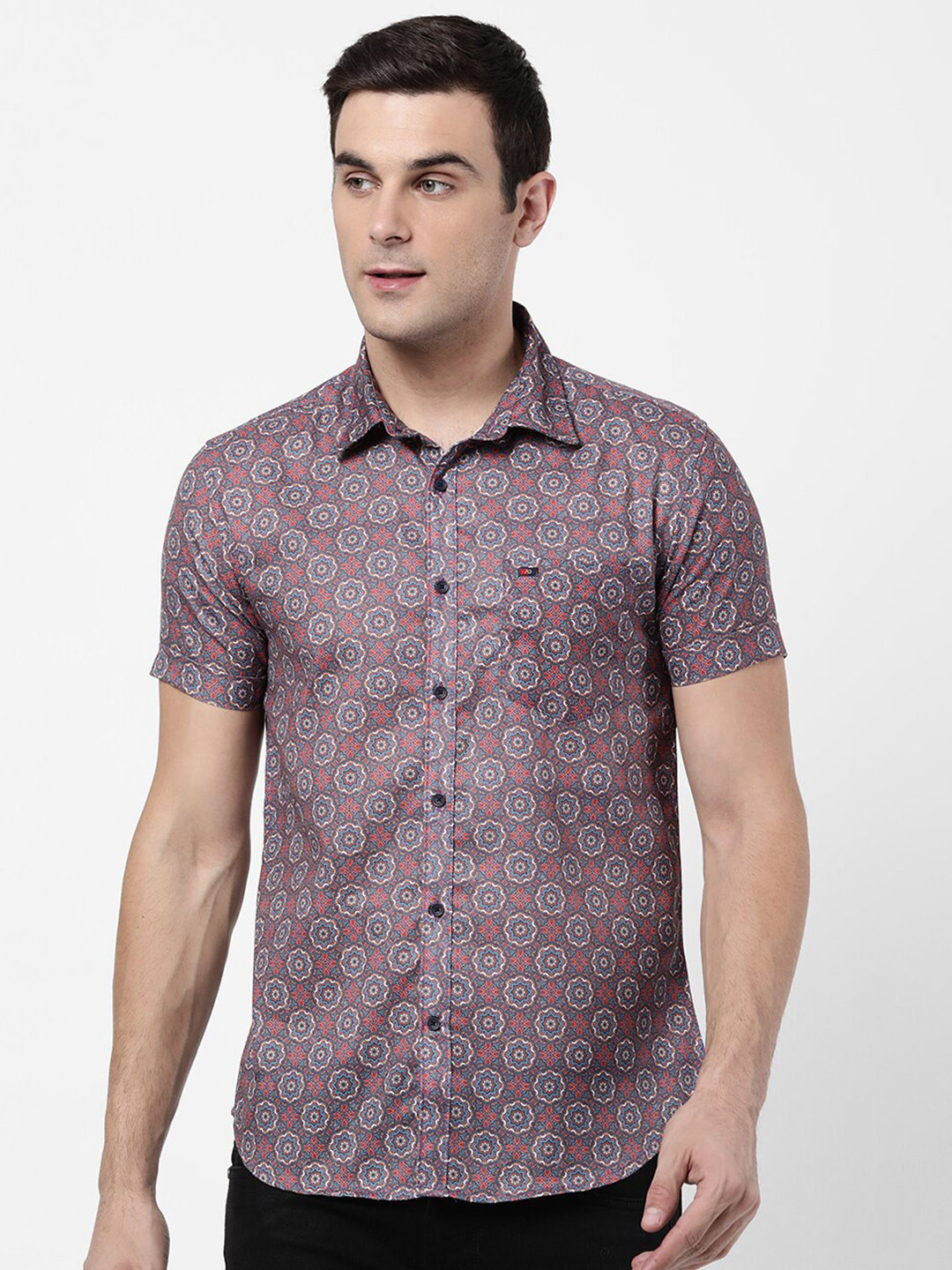 Buy AD By Arvind Men Multicoloured Slim Fit Floral Printed Casual Shirt ...