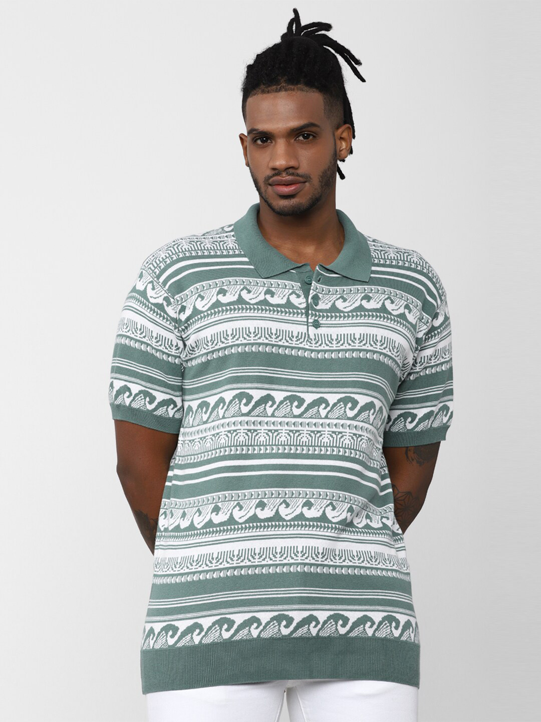 Buy FOREVER 21 Men Green Tribal Printed T Shirt - Tshirts for Men ...
