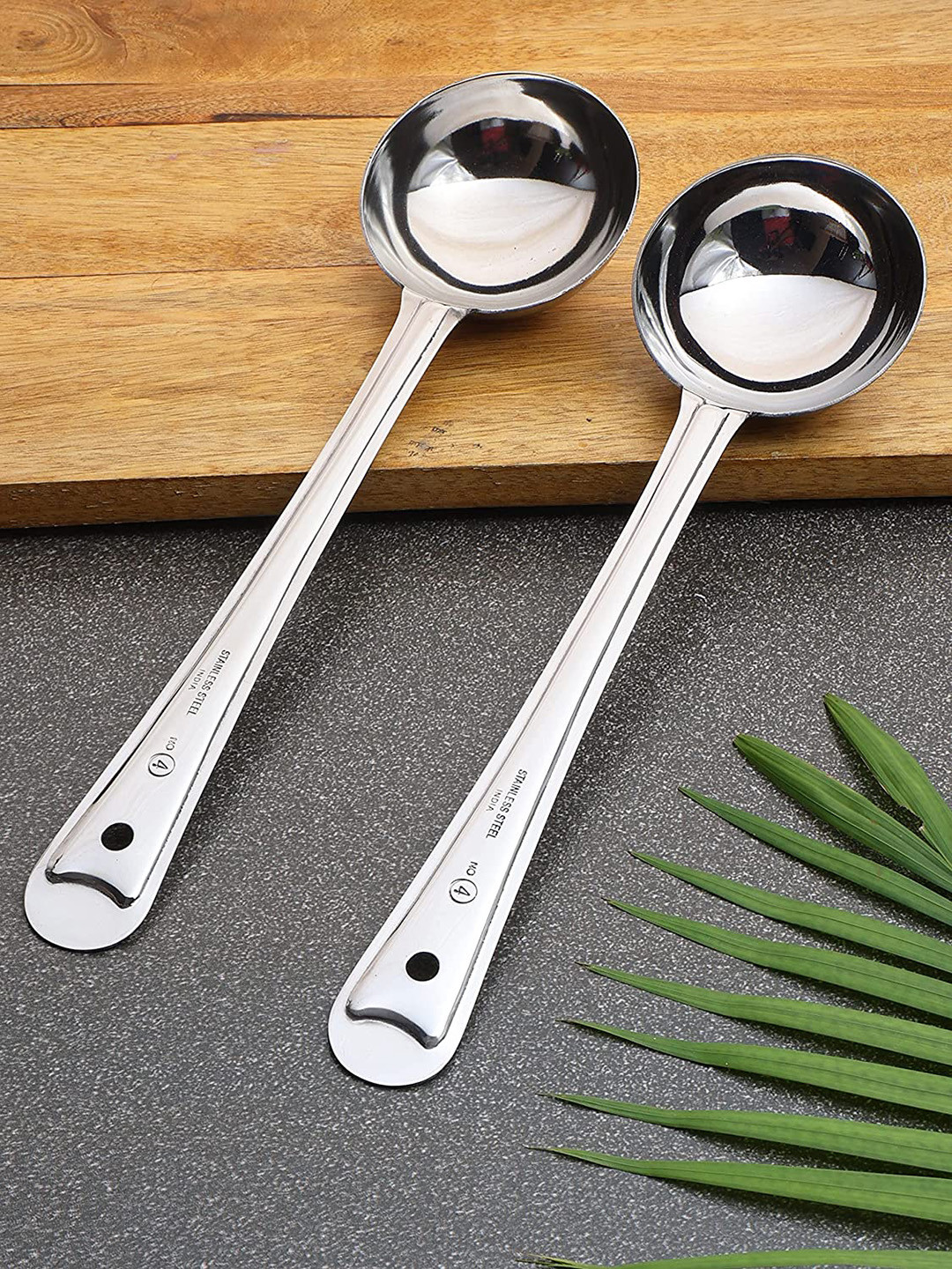 Buy ZEVORA Set Of 2 Stainless Steel Deep Ladle - Ladle for Unisex ...