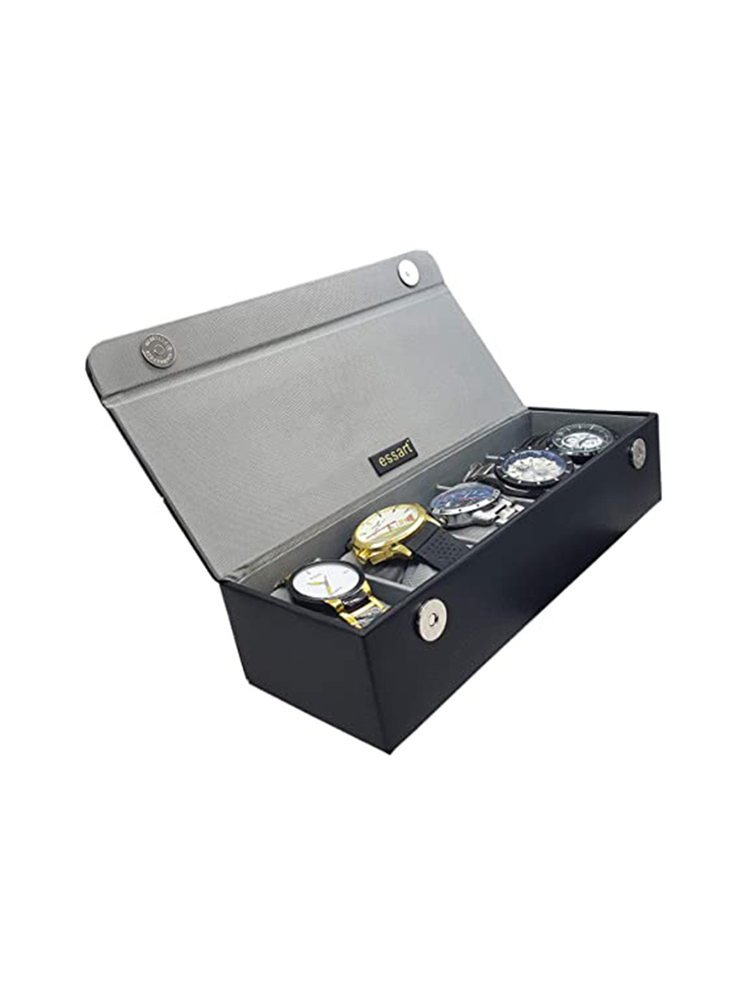 Buy Essart Black Solid 5 Slot Watch Organiser - Watch Organiser for ...
