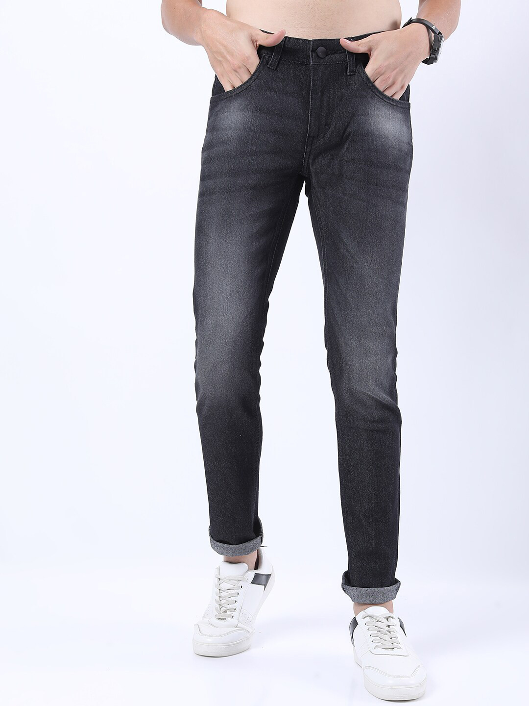 Buy KETCH Men Charcoal Slim Fit Light Fade Stretchable Jeans - Jeans ...