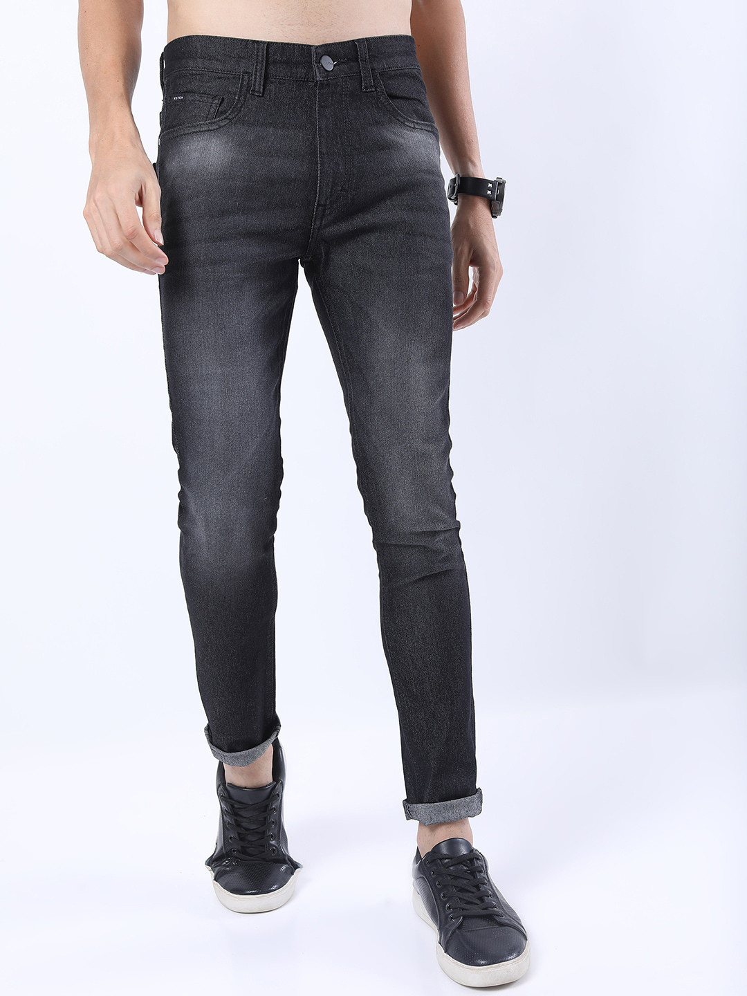 Buy KETCH Men Charcoal Skinny Fit Heavy Fade Stretchable Jeans - Jeans ...