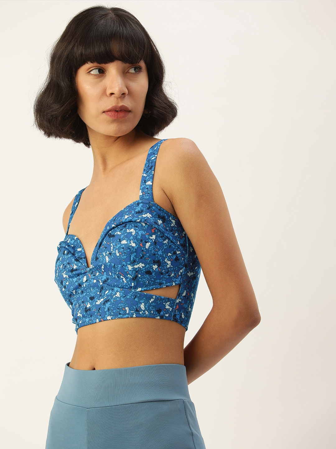 Buy Forever 21 Blue Printed Bralette Crop Top Tops For Women 19084472