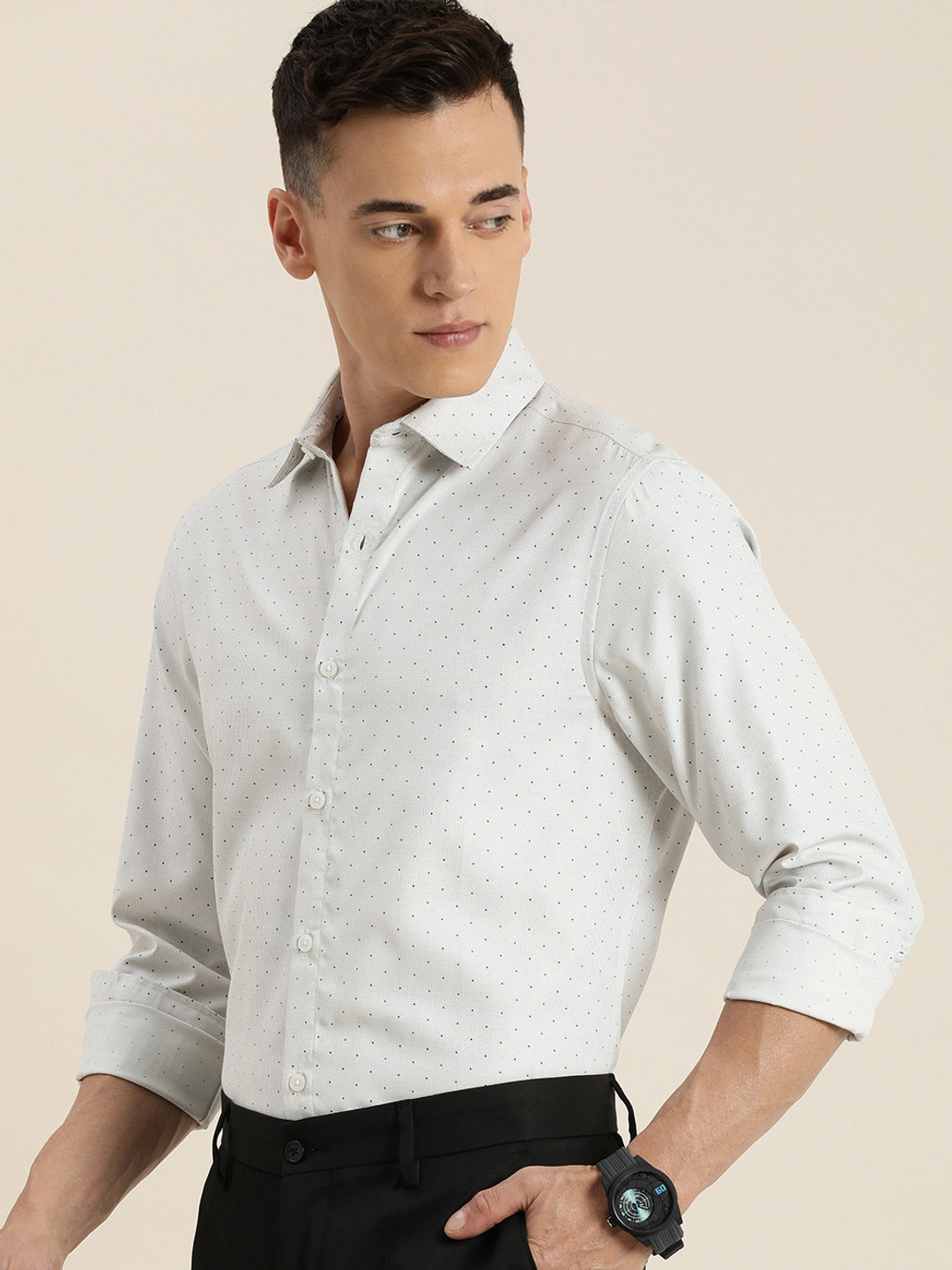 Buy Encore By INVICTUS Men Off White Printed Long Sleeve Casual Shirt ...
