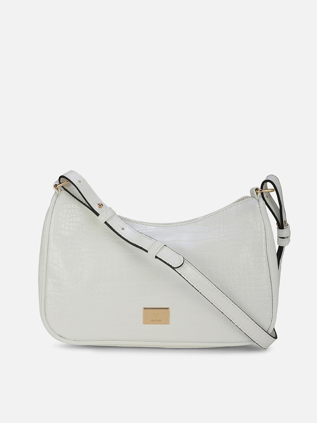 Buy Allen Solly White PU Half Moon Textured Sling Bag - Handbags for ...
