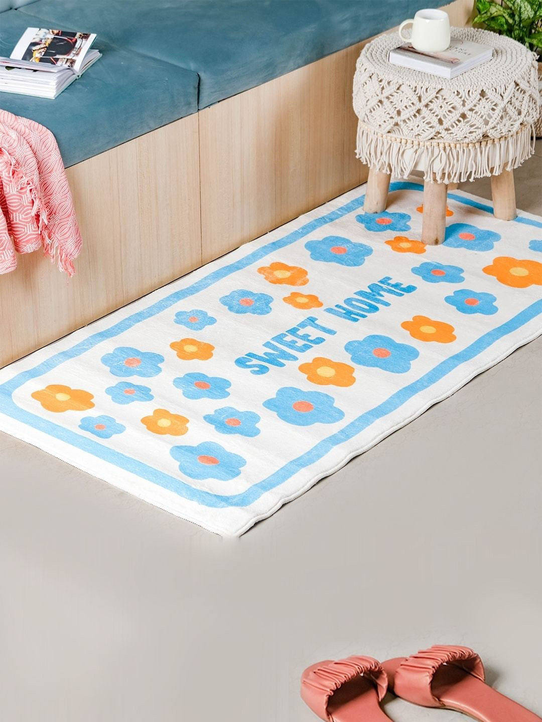Buy Nestasia Blue & White Flower Floor Runner - Runners for Unisex ...