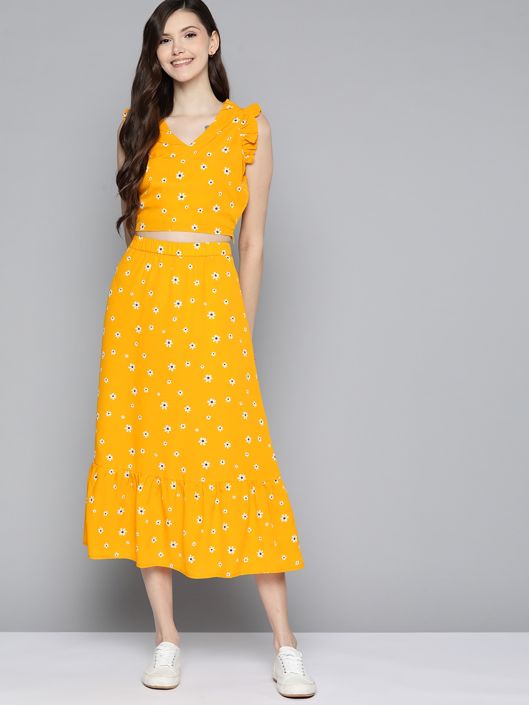 Buy Mast And Harbour Women Lavender And White Floral Printed Co Ord Set