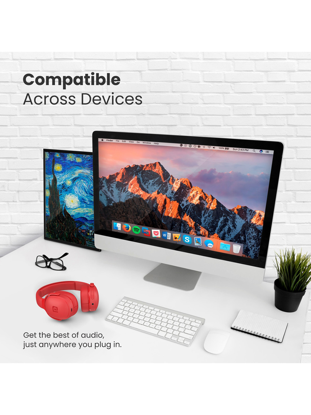 Buy Portronics Red Wireless Bluetooth Over Ear Headphone - Headphones ...