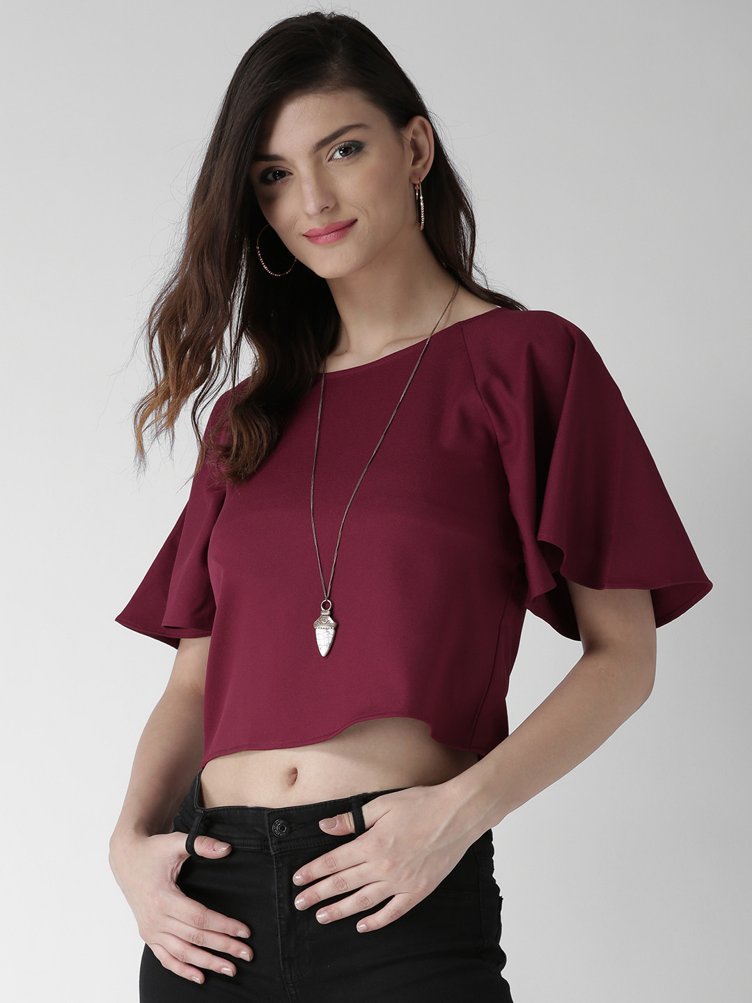 Buy VVINE Women Maroon Solid Crop Top - Tops for Women 1909775 | Myntra