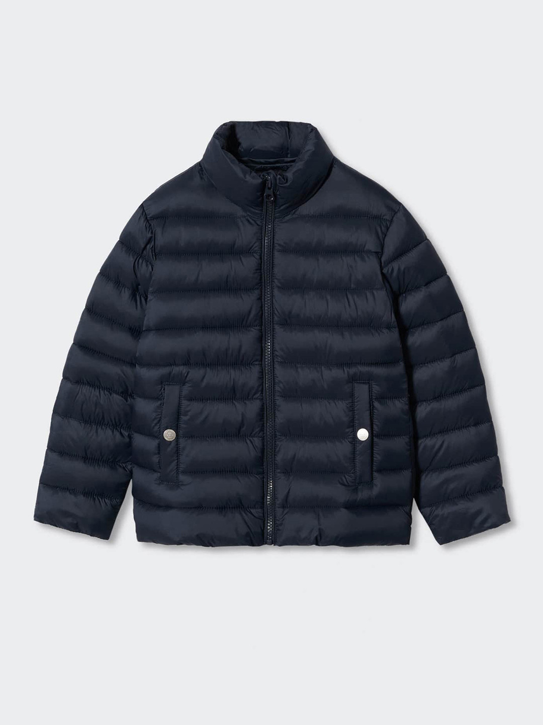 Buy Mango Kids Girls Navy Blue Solid Sustainable Padded Jacket ...