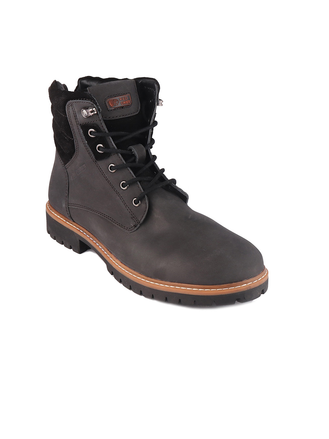 Buy Red Chief Men Black Solid Leather Casual Regular Boots - Boots for ...