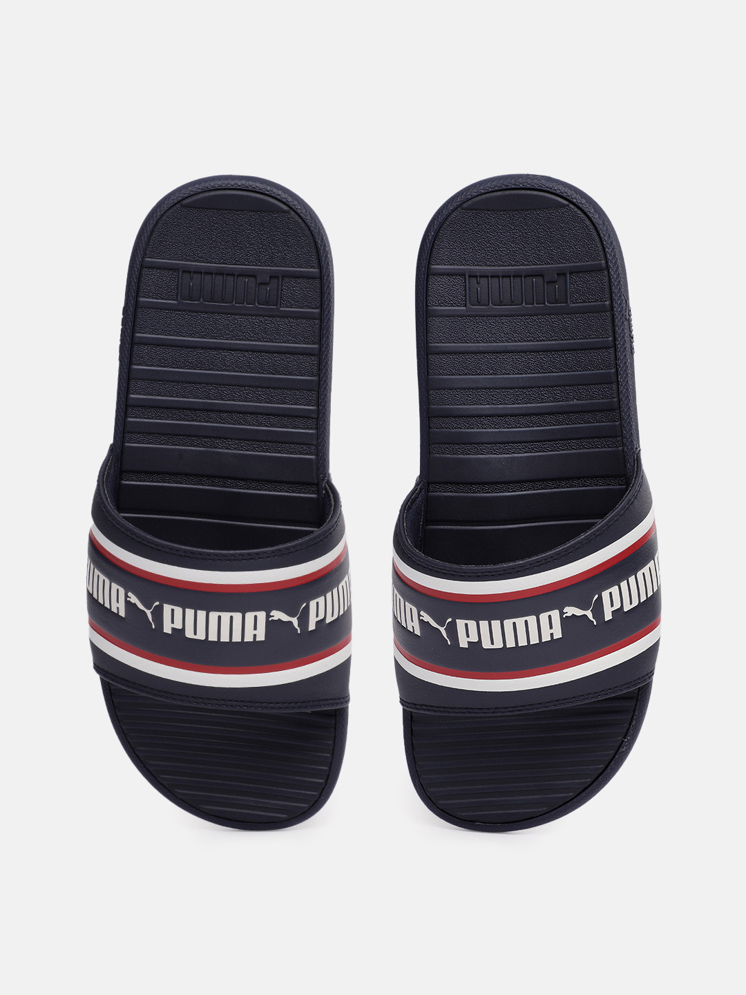 Buy Puma Men Navy Blue Printed Rubber Sliders - Flip Flops for Men ...