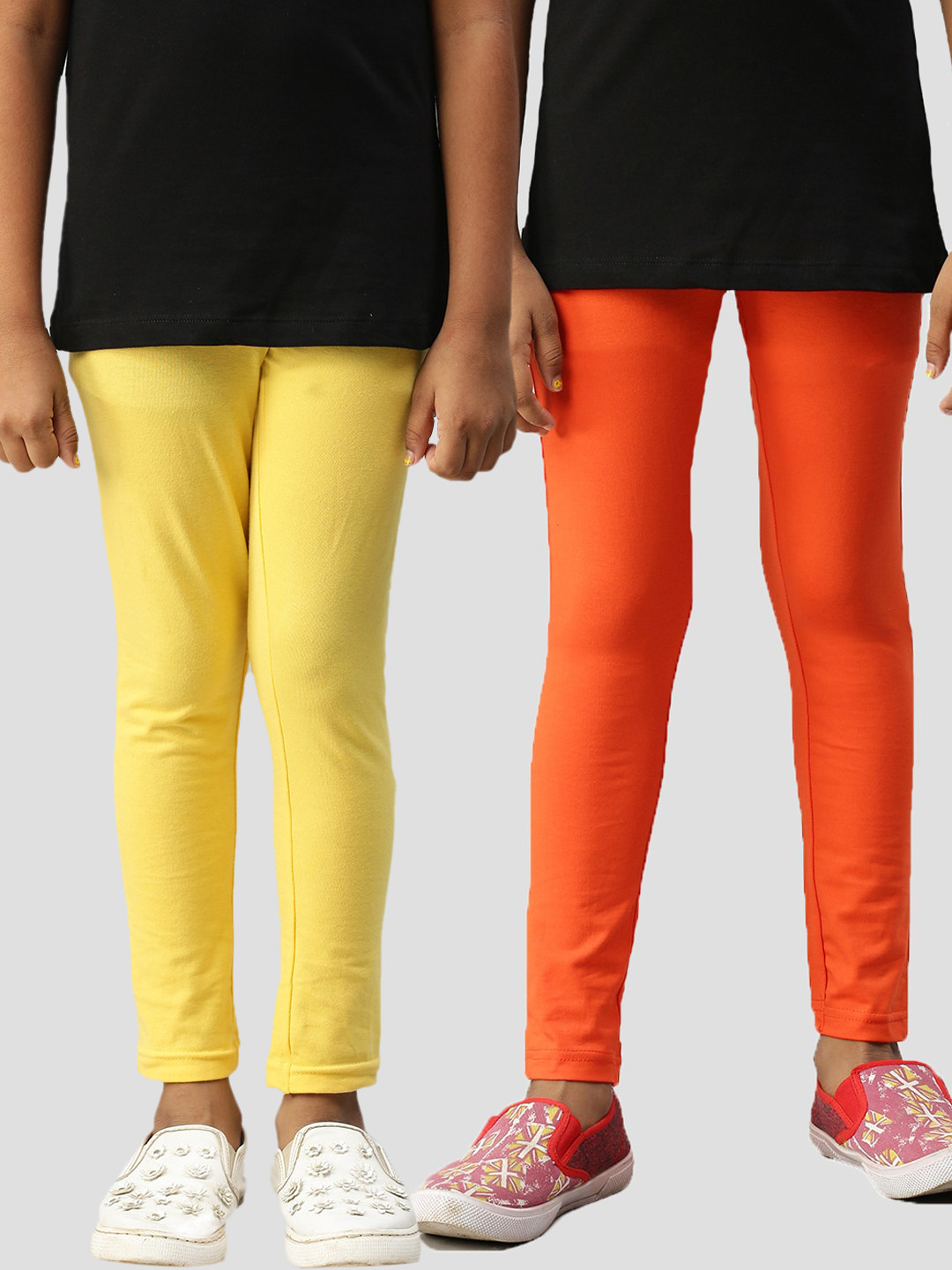 Buy Kryptic Kids Girls Yellow Pack Of 2 Solid Orange & Yellow Ankle ...