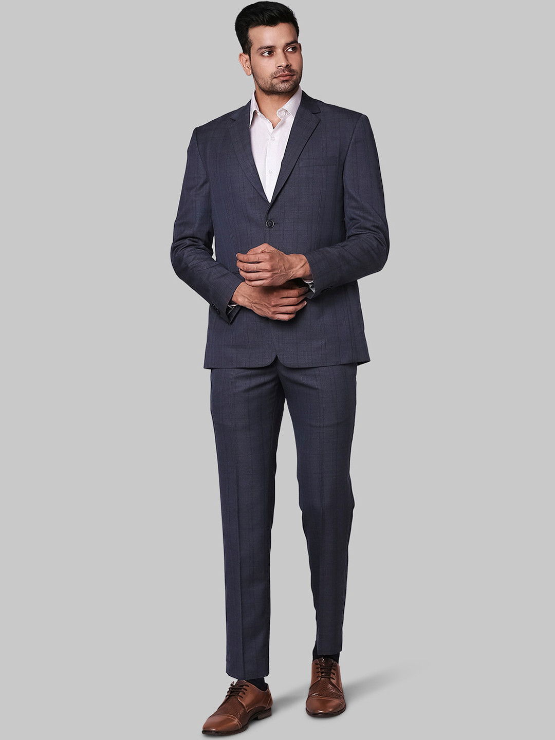 Buy Parx Men Grey Checked Pure Cotton Formal Suit - Suits for Men ...