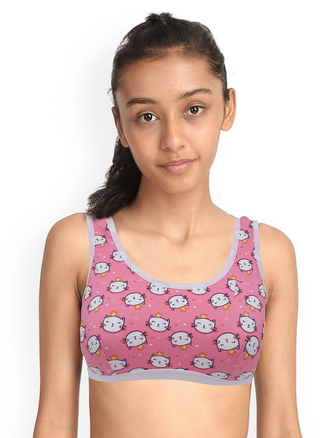 Buy DChica Girls Pink Kitty Print Sports Bra - Bra for Girls 19104130 ...