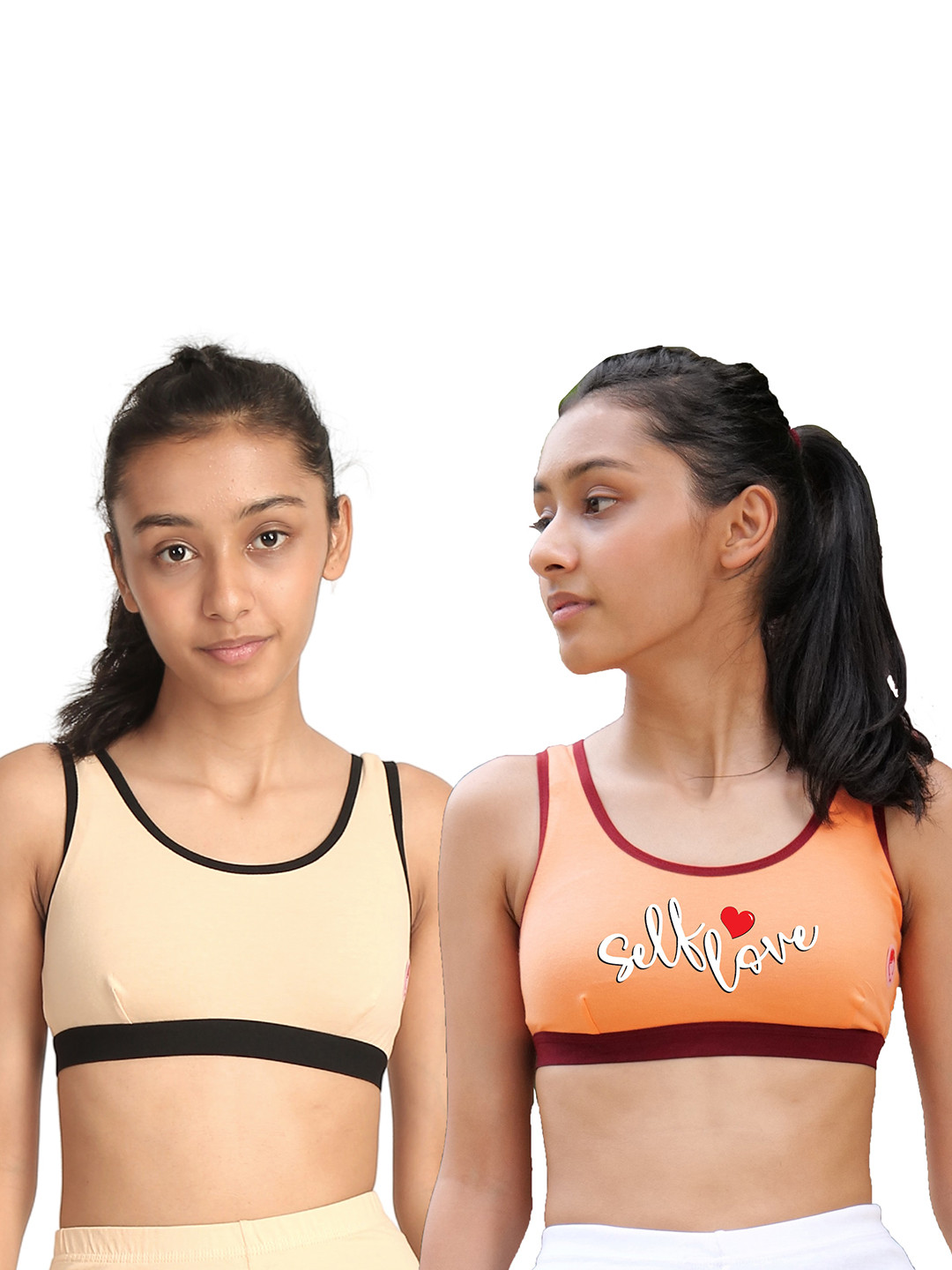 Buy Girls Pack Of 2 Single Layer, Premium Cotton Non Wired Non Padded ...