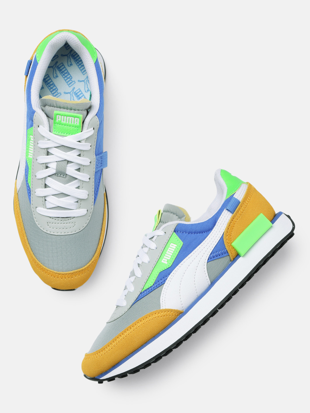 Buy Puma Unisex Grey & Green Colourblocked Future Rider Play On ...