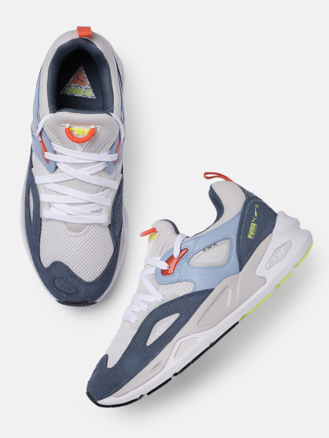 Buy Puma Men Grey & White Colourblocked TRC Blaze Regular Sneakers ...