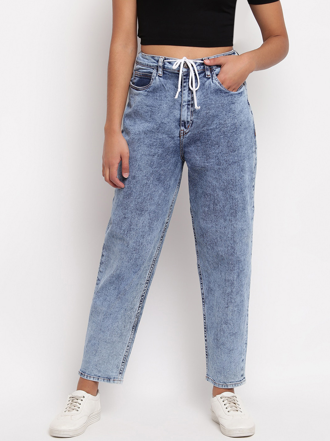 Buy TALES & STORIES Women Blue Heavy Fade Stretchable Jeans - Jeans for ...