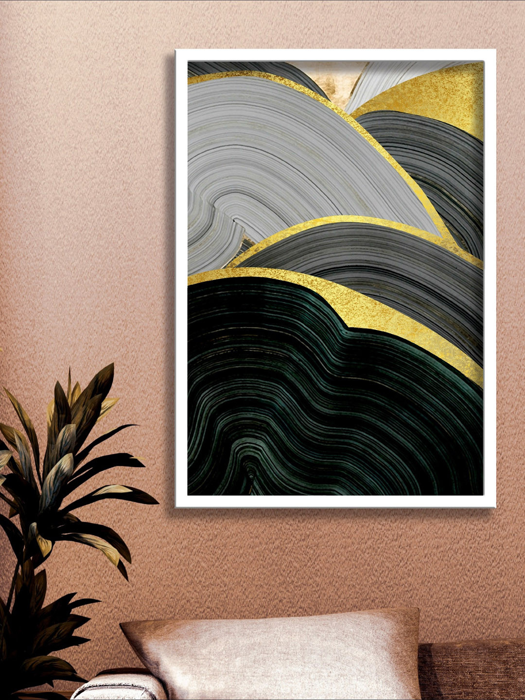 Buy SAF Grey & Black Modern Art Digital Reprint Painting Wall Art ...