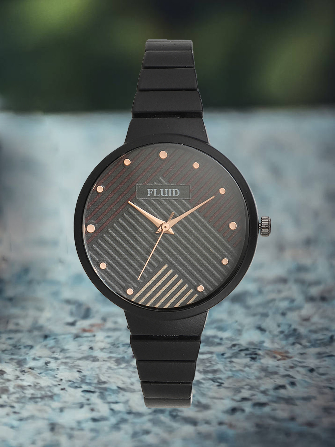 Buy FLUID Women Black Printed Dial & Black Bracelet Style Straps ...