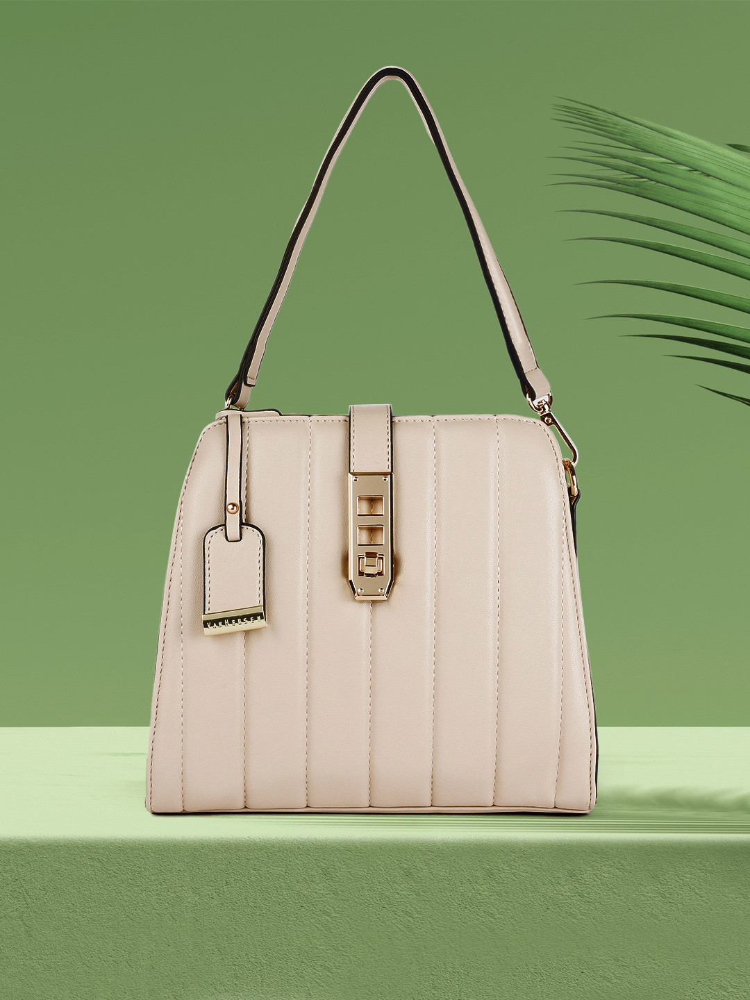 Buy Van Heusen Beige Structured Shoulder Bag With Quilted Detail ...