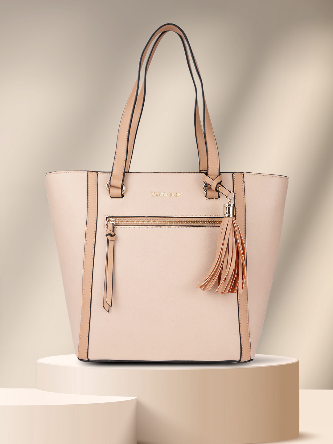 Buy Van Heusen Women Beige Structured Shoulder Bag - Handbags for Women ...