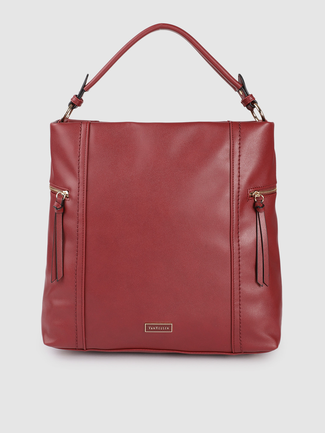 Buy Van Heusen Maroon Structured Handheld Bag - Handbags for Women ...