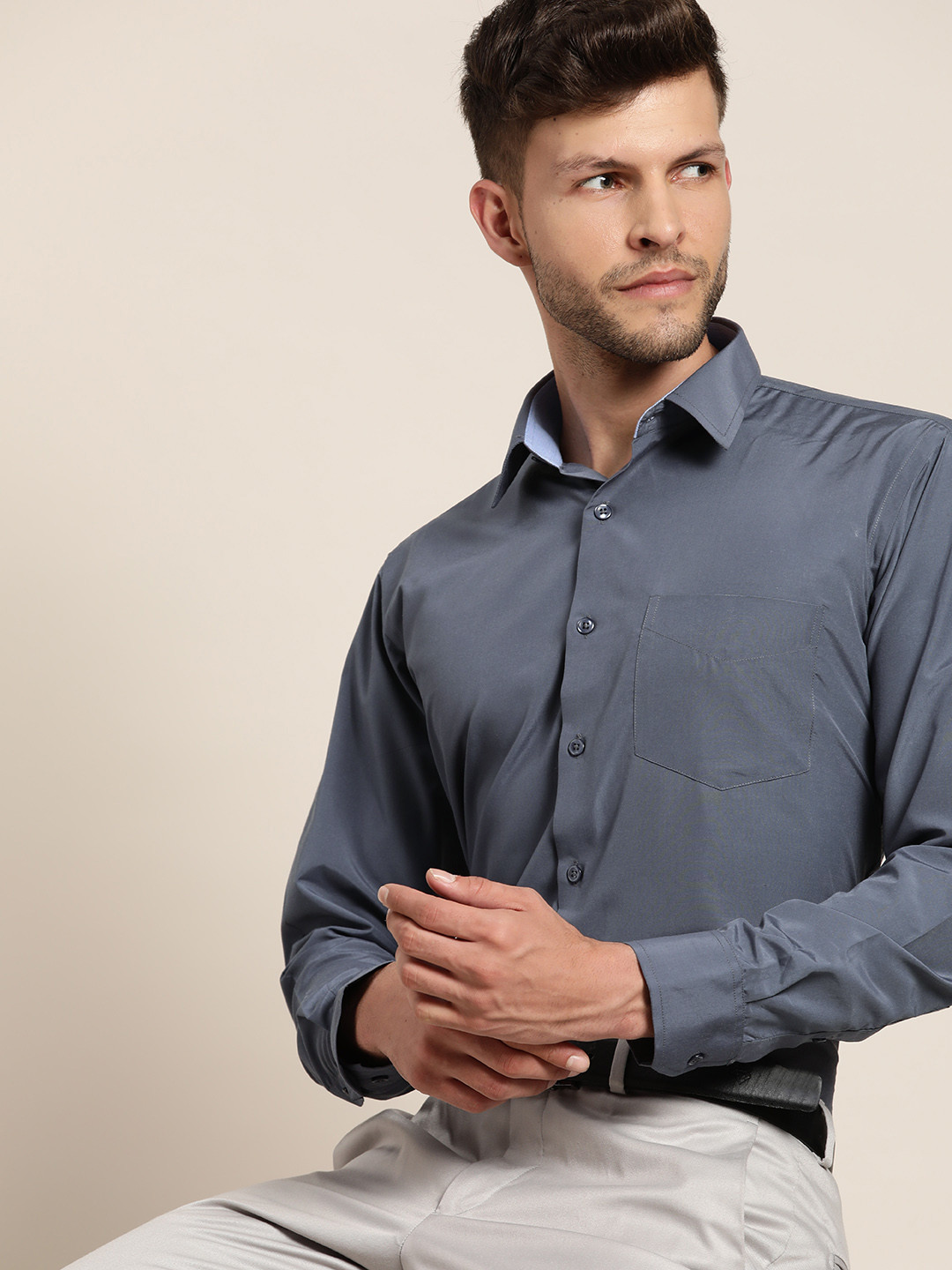 Buy Hancock Men Slim Fit Wrinkle Resistant Solid Formal Shirt - Shirts ...