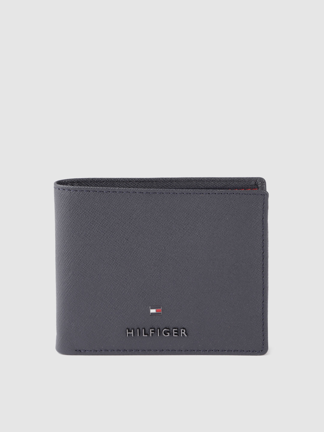 Buy Tommy Hilfiger Men Navy Blue Textured Leather Two Fold Wallet ...