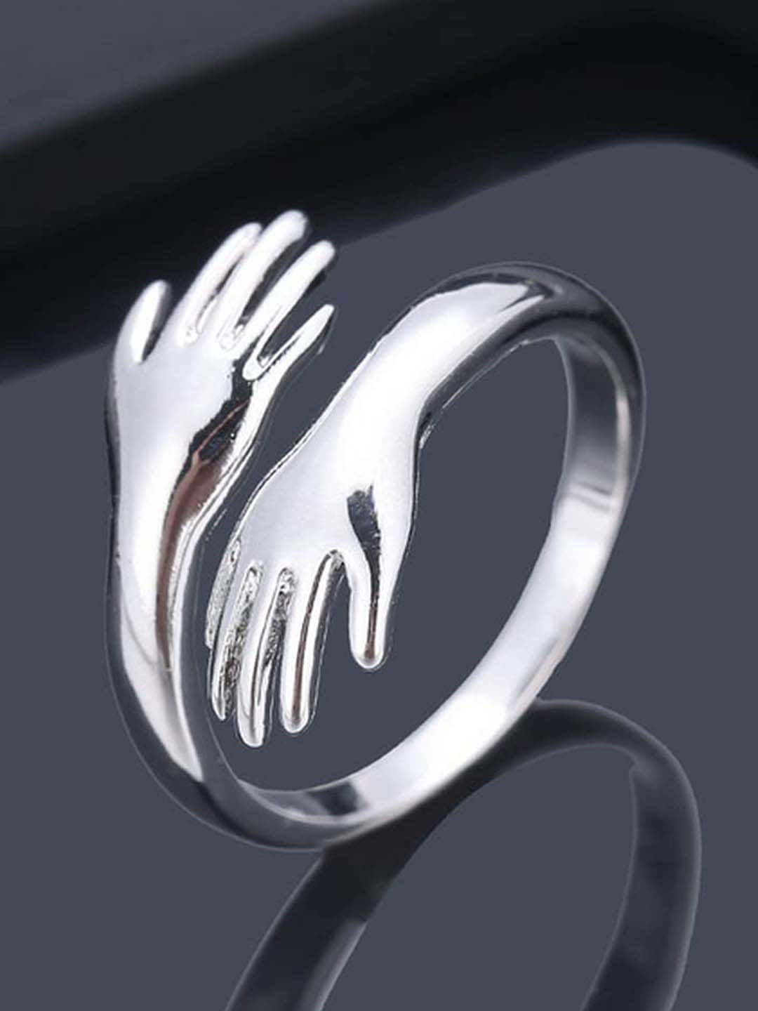 Buy UNIVERSITY TRENDZ Women Silver Plated Double Hand Hug Shaped ...