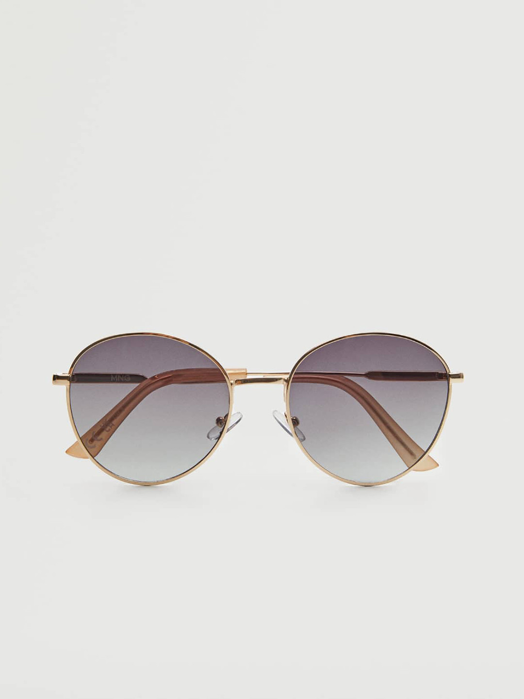 Buy MANGO Women Black Lens & Gold Toned Oval Sunglasses With UV ...