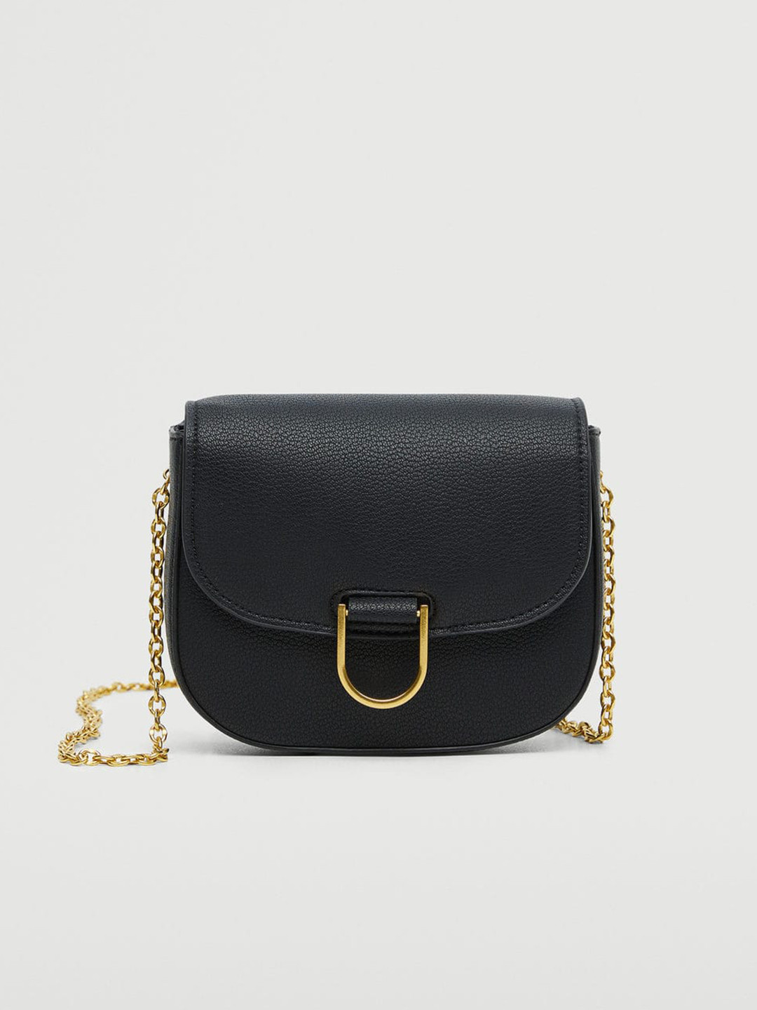 Buy MANGO Black Solid Half Moon Sling Bag With Non Detachable Sling ...