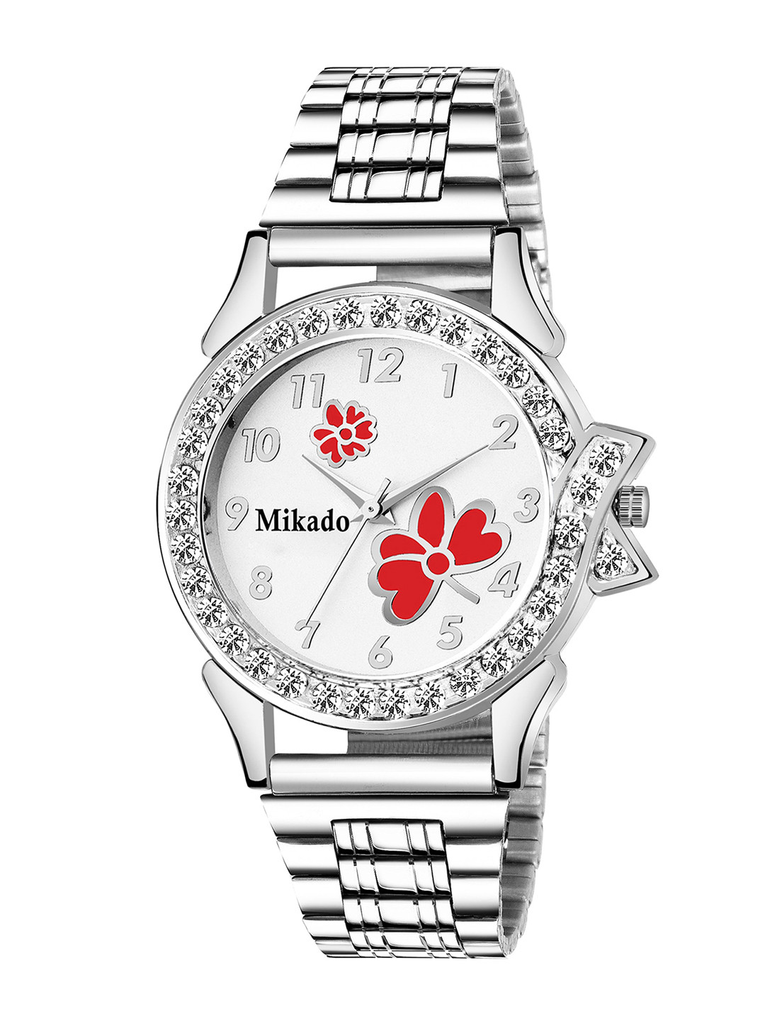 Buy Mikado Women Silver Toned Brass Embellished Dial & Silver Toned ...