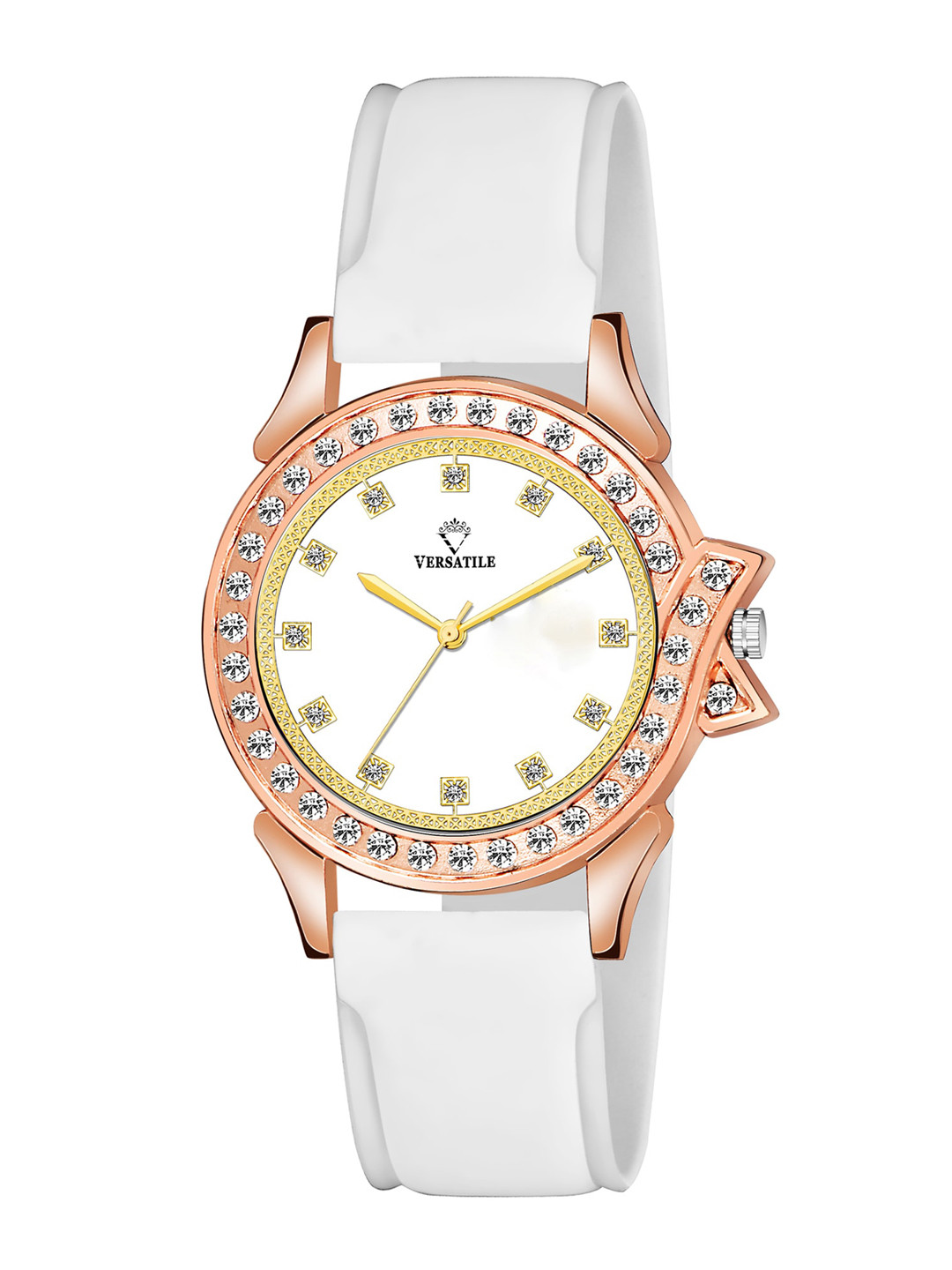 Buy Versatile Women White Brass Embellished Dial & White Straps ...