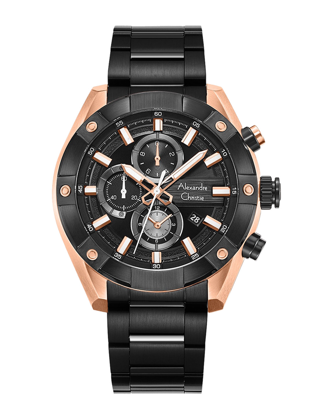 Buy Alexandre Christie Men Black Embellished Dial Stainless Steel ...