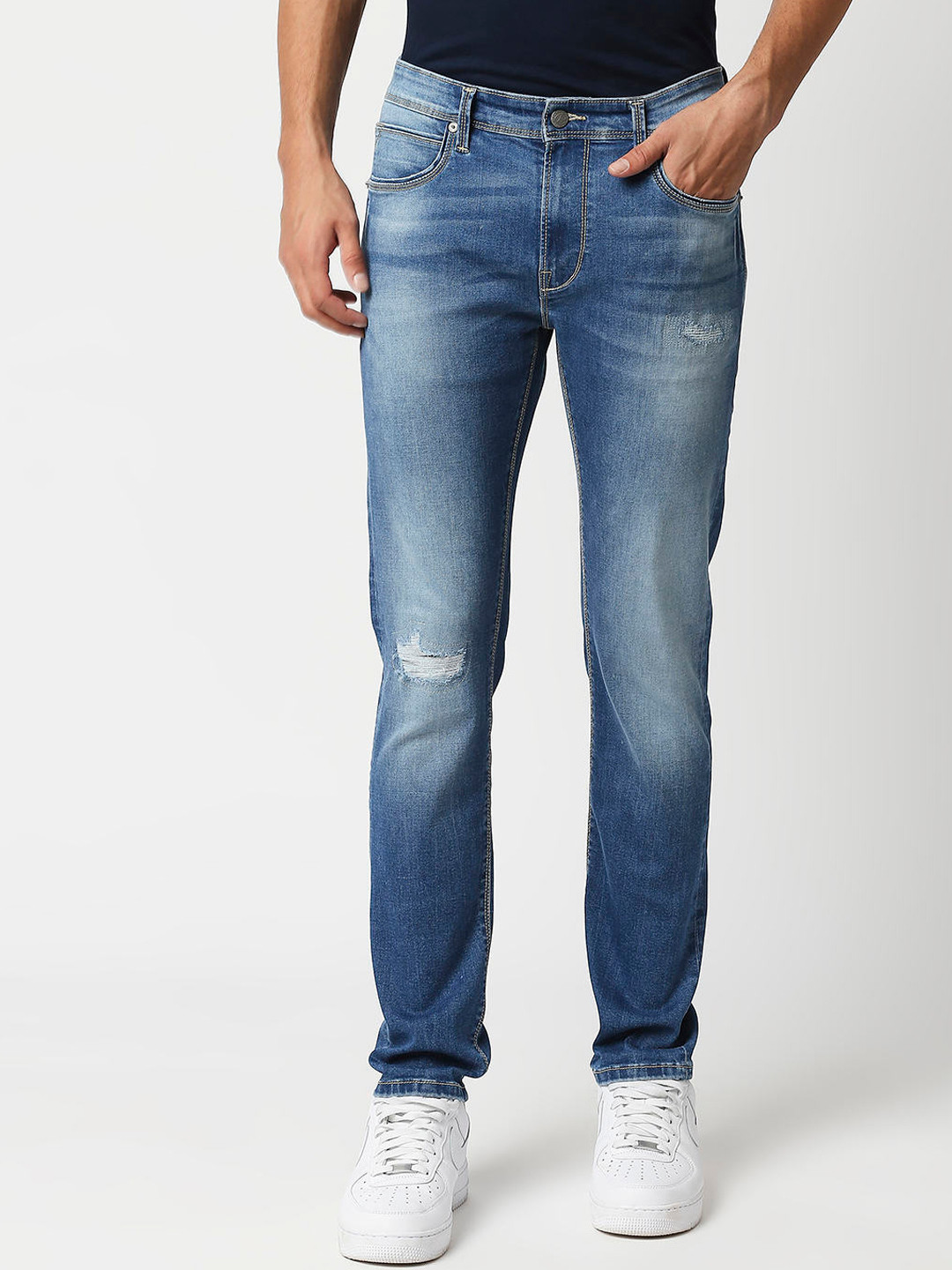 Buy Pepe Jeans Men Vapour Slim Fit Mildly Distressed Heavy Fade Jeans ...