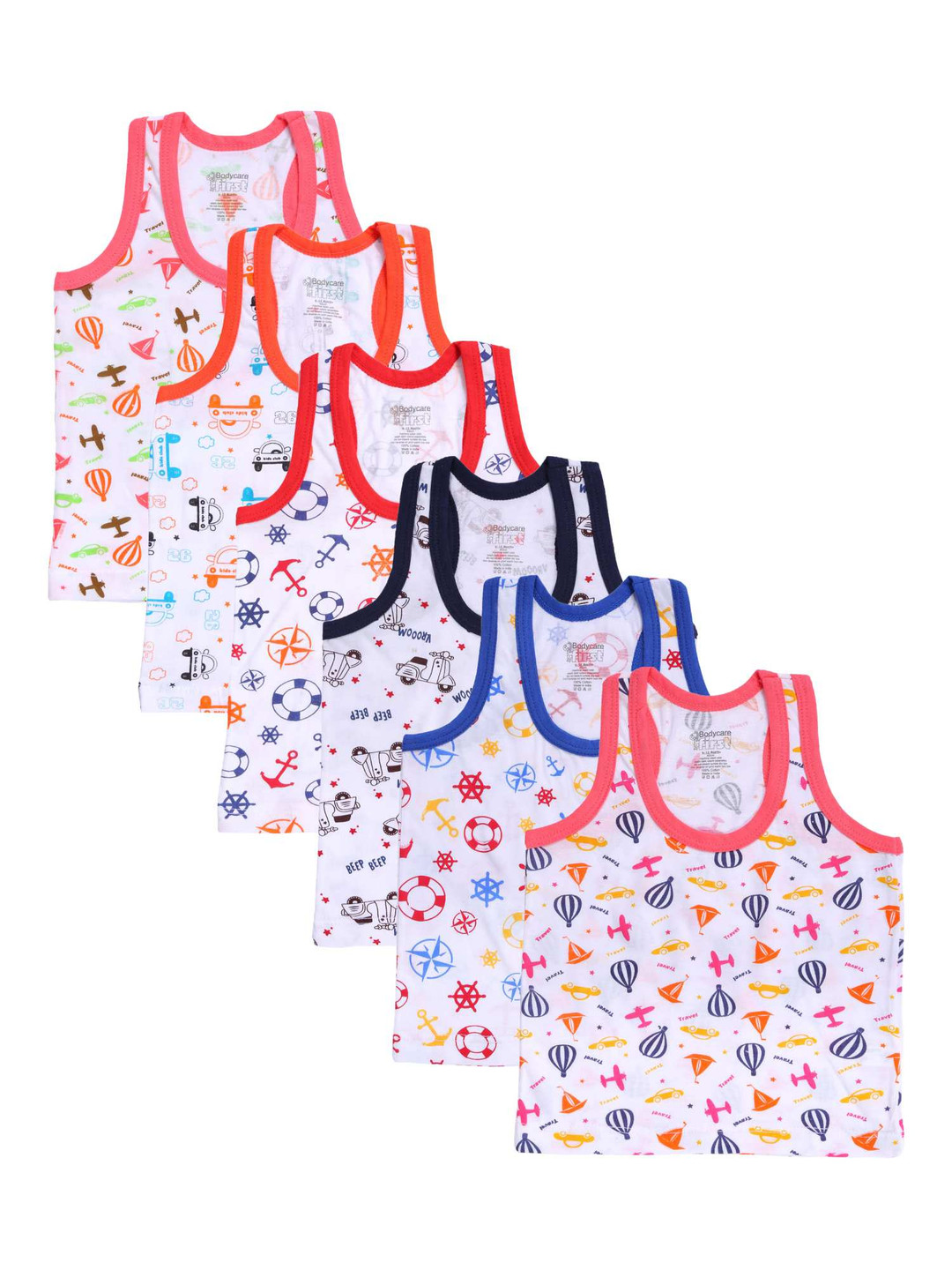 Buy Bodycare Kids Boys Pack Of 6 Assorted Cotton Innerwear Vests ...