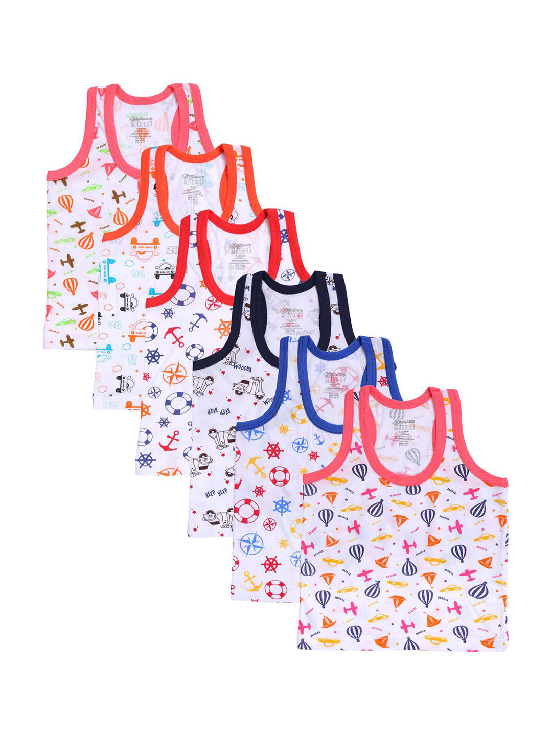 Buy Bodycare Kids Infant Boys Pack Of 6 Assorted Cotton Innerwear Vests ...
