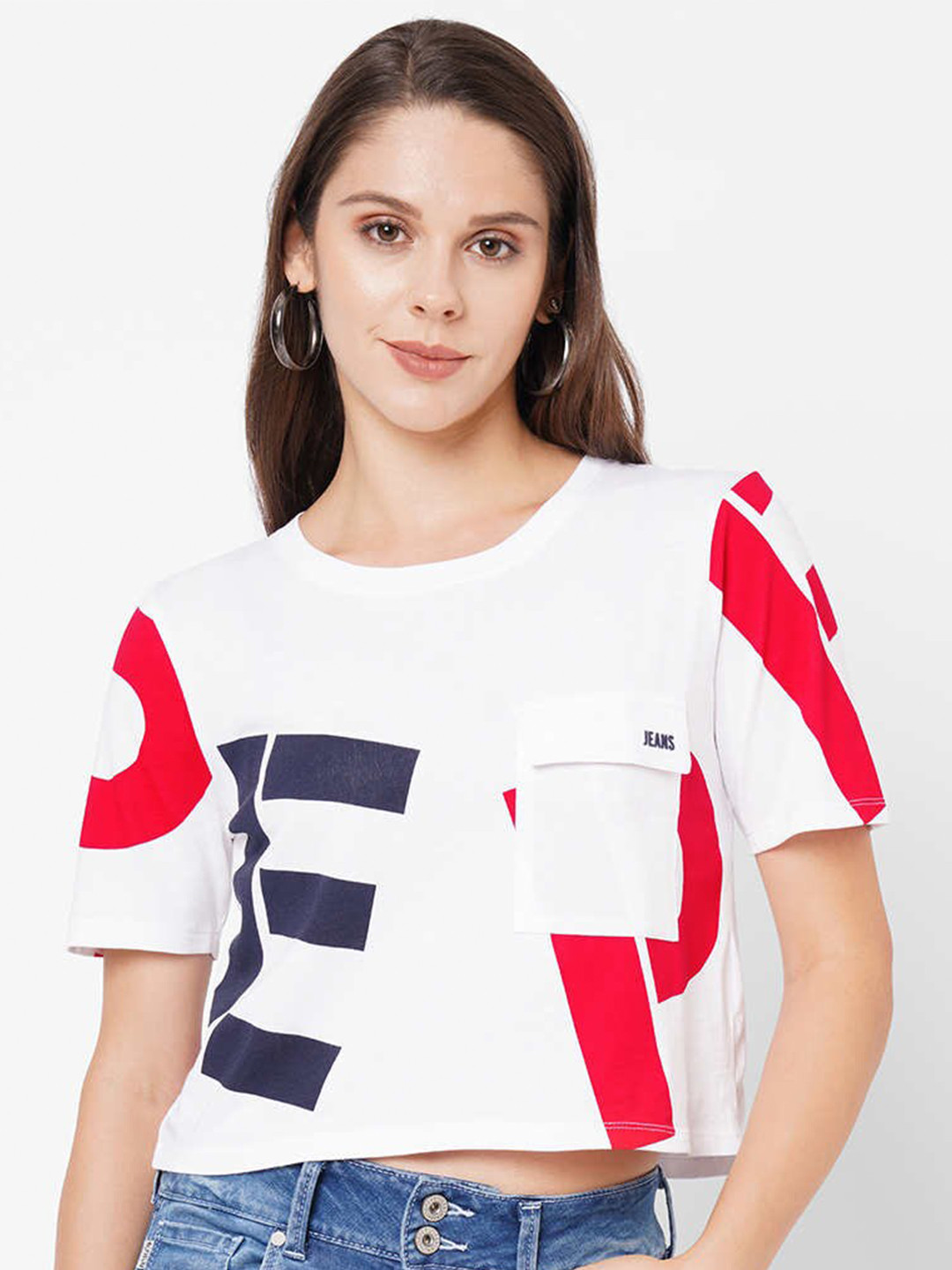 Buy Pepe Jeans Women White Printed T Shirt - Tshirts for Women 19125268 ...