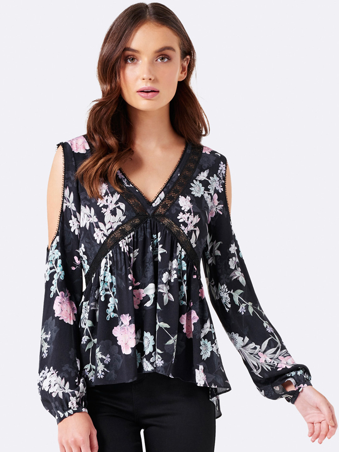 Buy Forever New Women Black Cold Shoulder Top - Tops for Women 1912589 ...