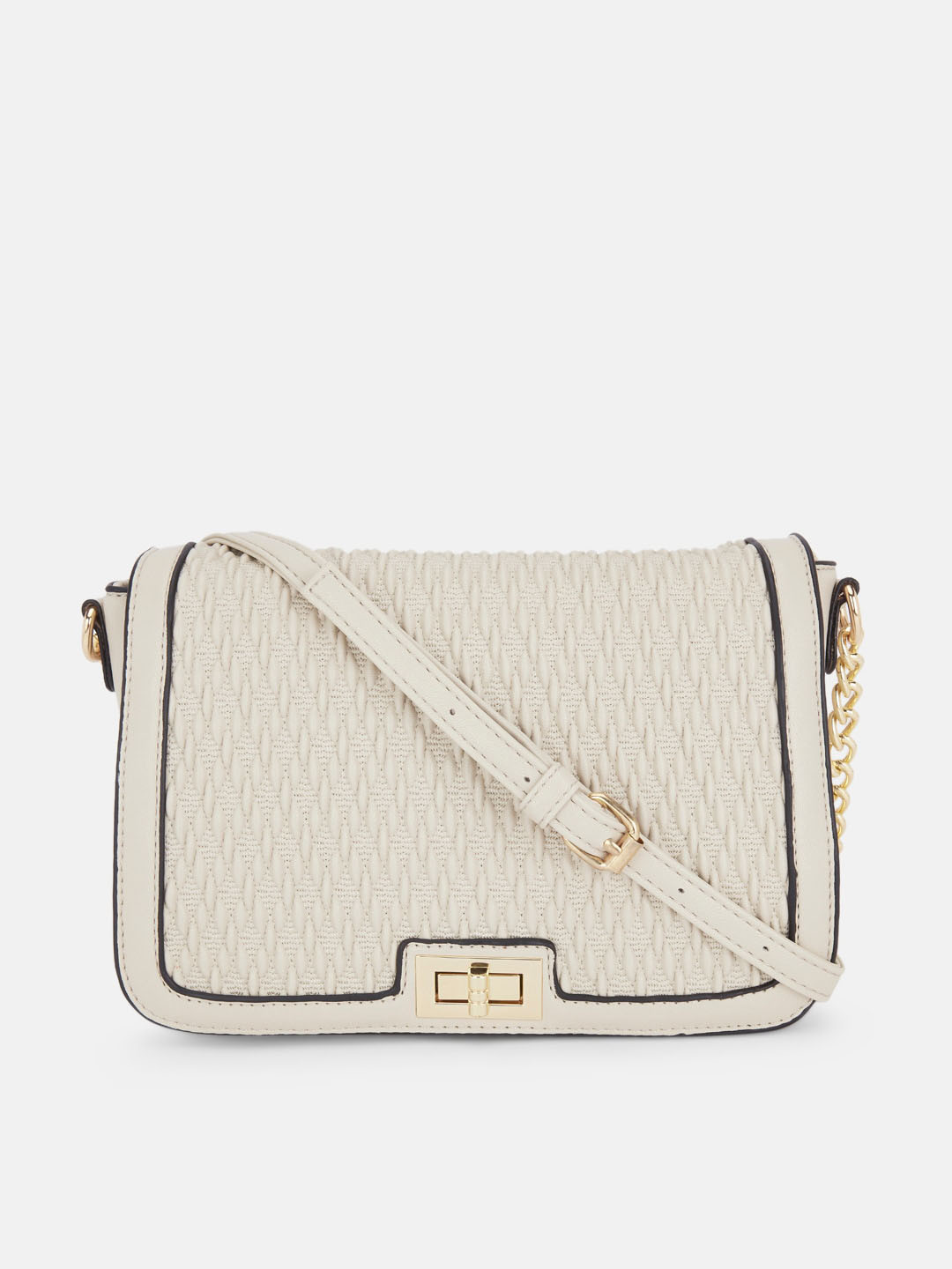 Buy Forever Glam By Pantaloons Off White Textured PU Structured Sling ...