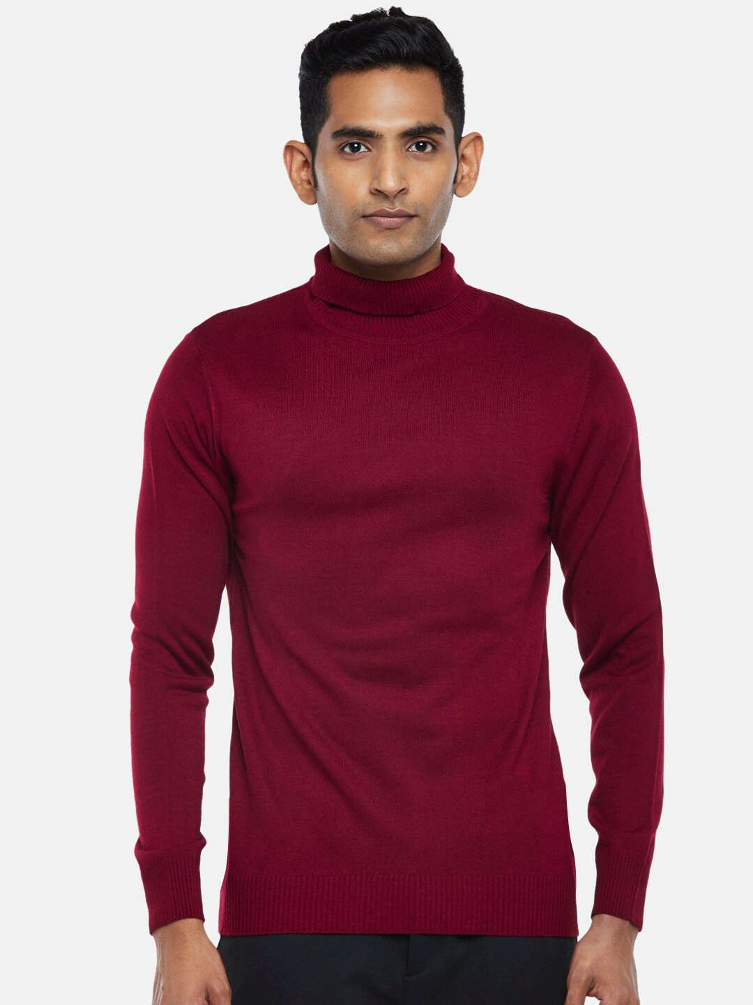 Buy BYFORD By Pantaloons Men Maroon Turtle Neck Pullover - Sweaters for ...