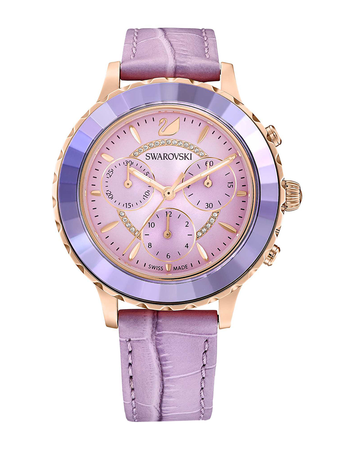 Buy SWAROVSKI Women Purple & White Crystal Studded Analogue Watches ...
