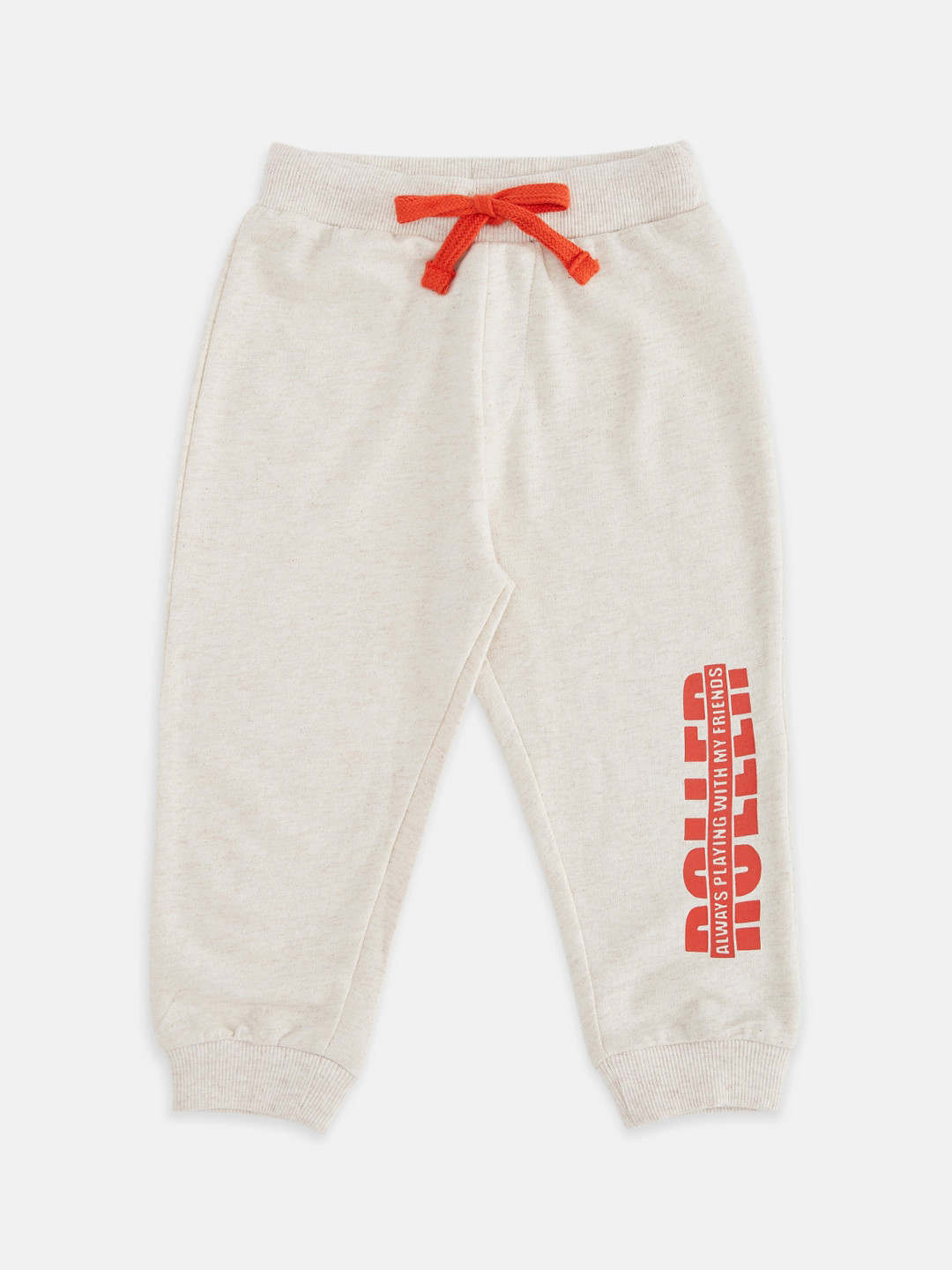 Buy Pantaloons Baby Boys Grey Melange & Red Printed Cotton Joggers ...