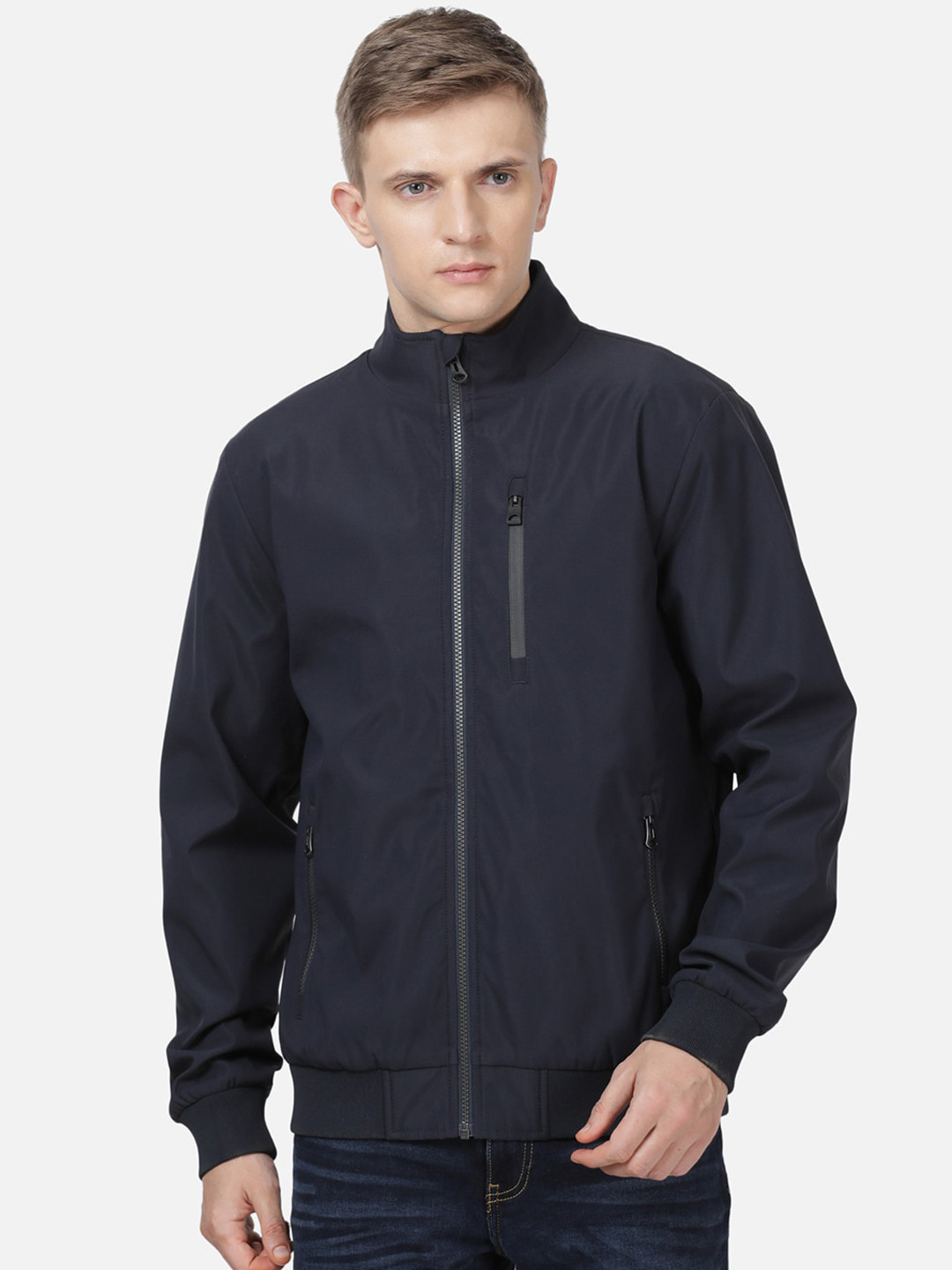 Buy T Base Men Navy Blue Windcheater Bomber Jacket - Jackets for Men ...