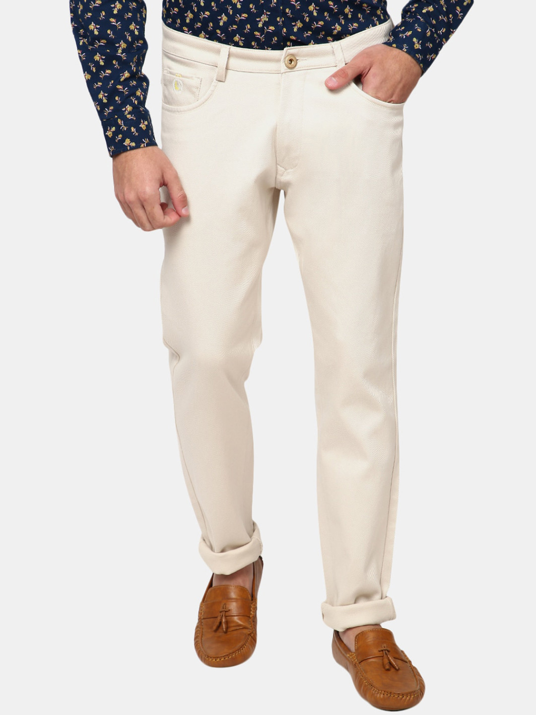 Buy V Mart Men Cream Coloured Chinos Trousers - Trousers for Men ...